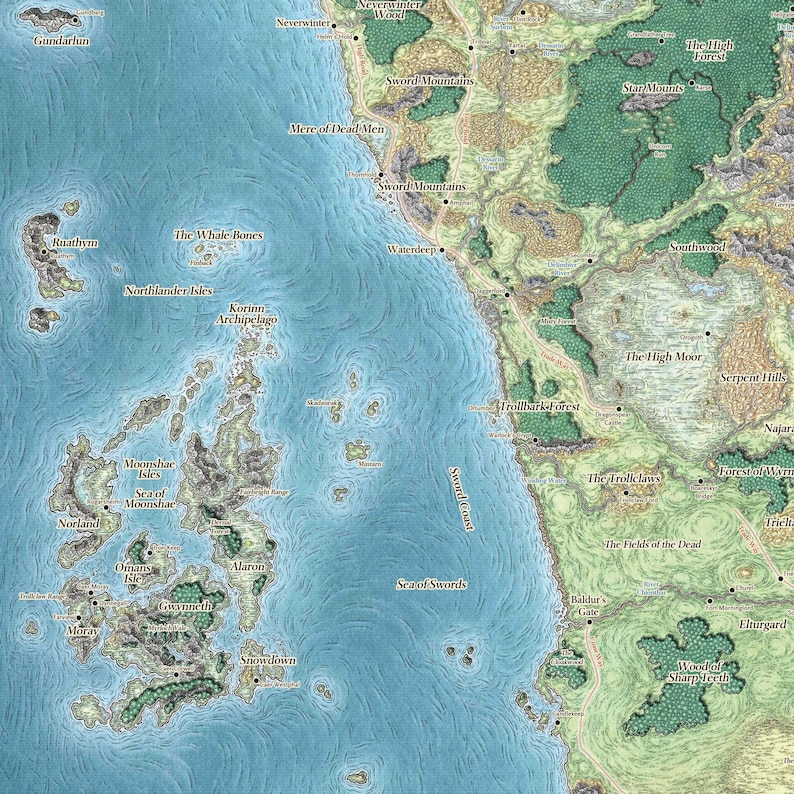 Dungeons and Dragons Map Poster, Dnd Wall Art, Premium Canvas Print ...