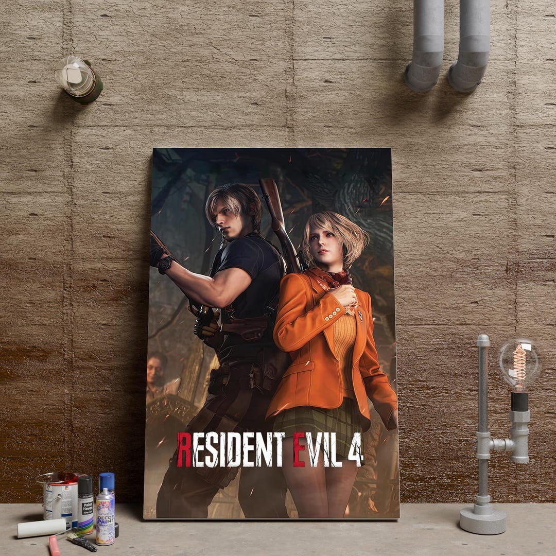 Resident Evil 4 Poster, Leon Scott Kennedy Wall Art, Premium Canvas ...