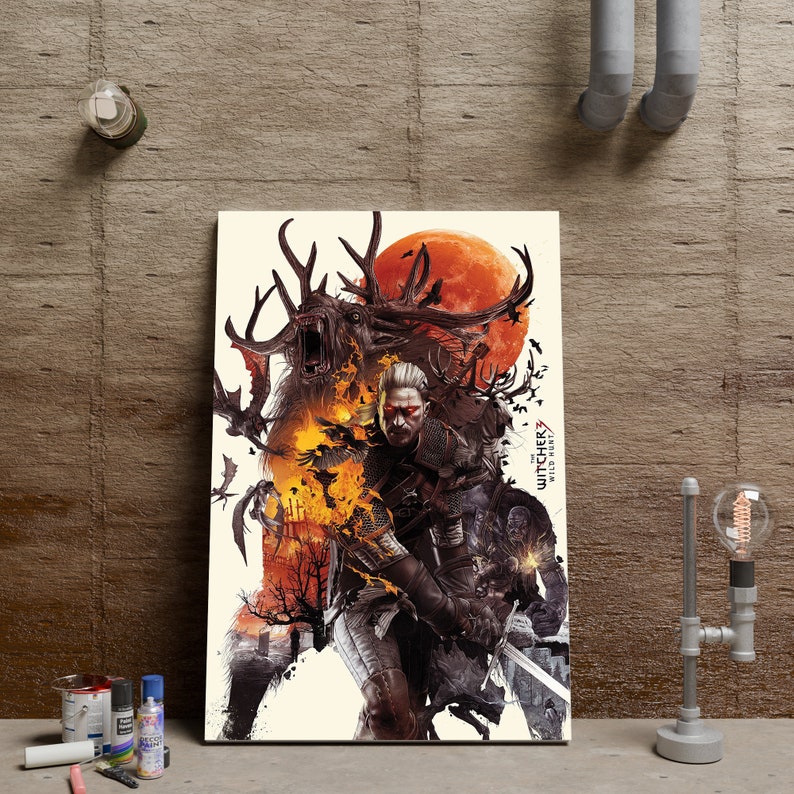 The Witcher 3 Wild Hunt Poster, Geralt of Rivia Wall Art, Premium ...