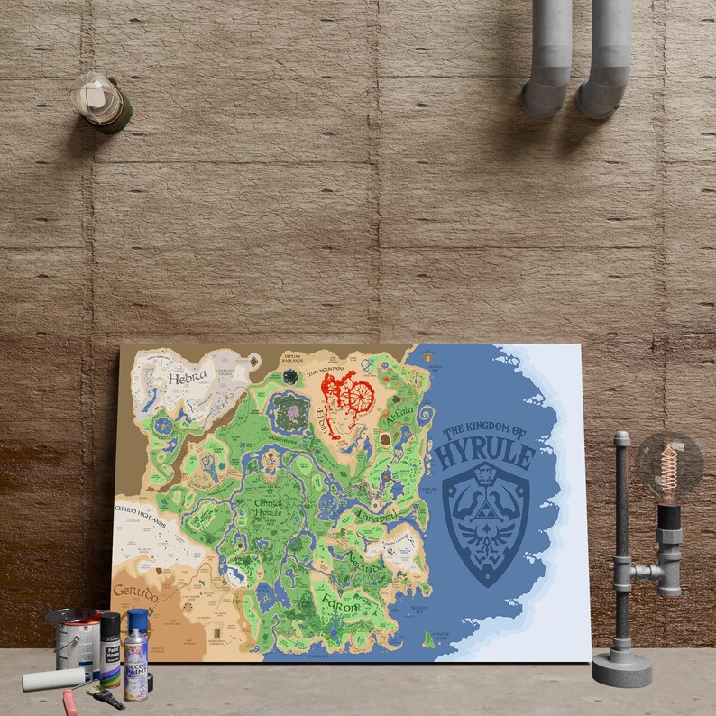 The Legend of Zelda Map Poster, Hyrule Map, Breath of the Wild Wall Art ...