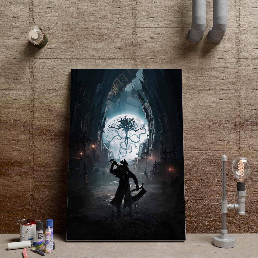 Bloodborne Poster, Hunter at Yharnam Wall Art, Premium Canvas Print ...