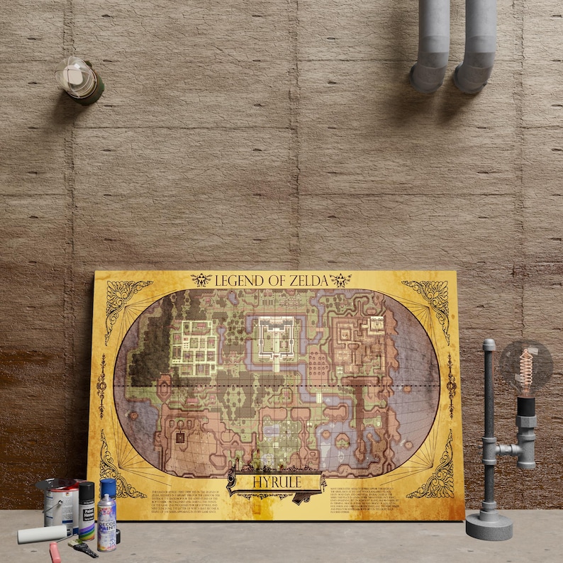 The Legend of Zelda Map Poster, Hyrule Map, Breath of the Wild Wall Art ...