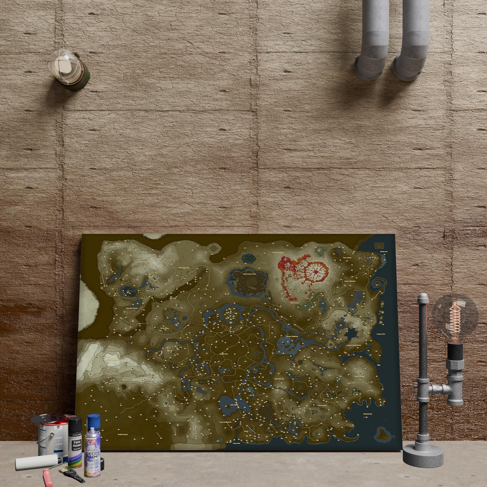 The Legend of Zelda Map Poster, Hyrule Map, Breath of the Wild Wall Art ...