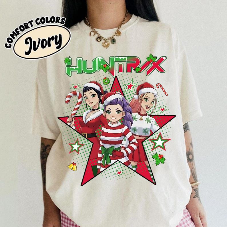 Huntrix Christmas PNG, Anime Girl Christmas Clipart, Candy Cane Holiday ...