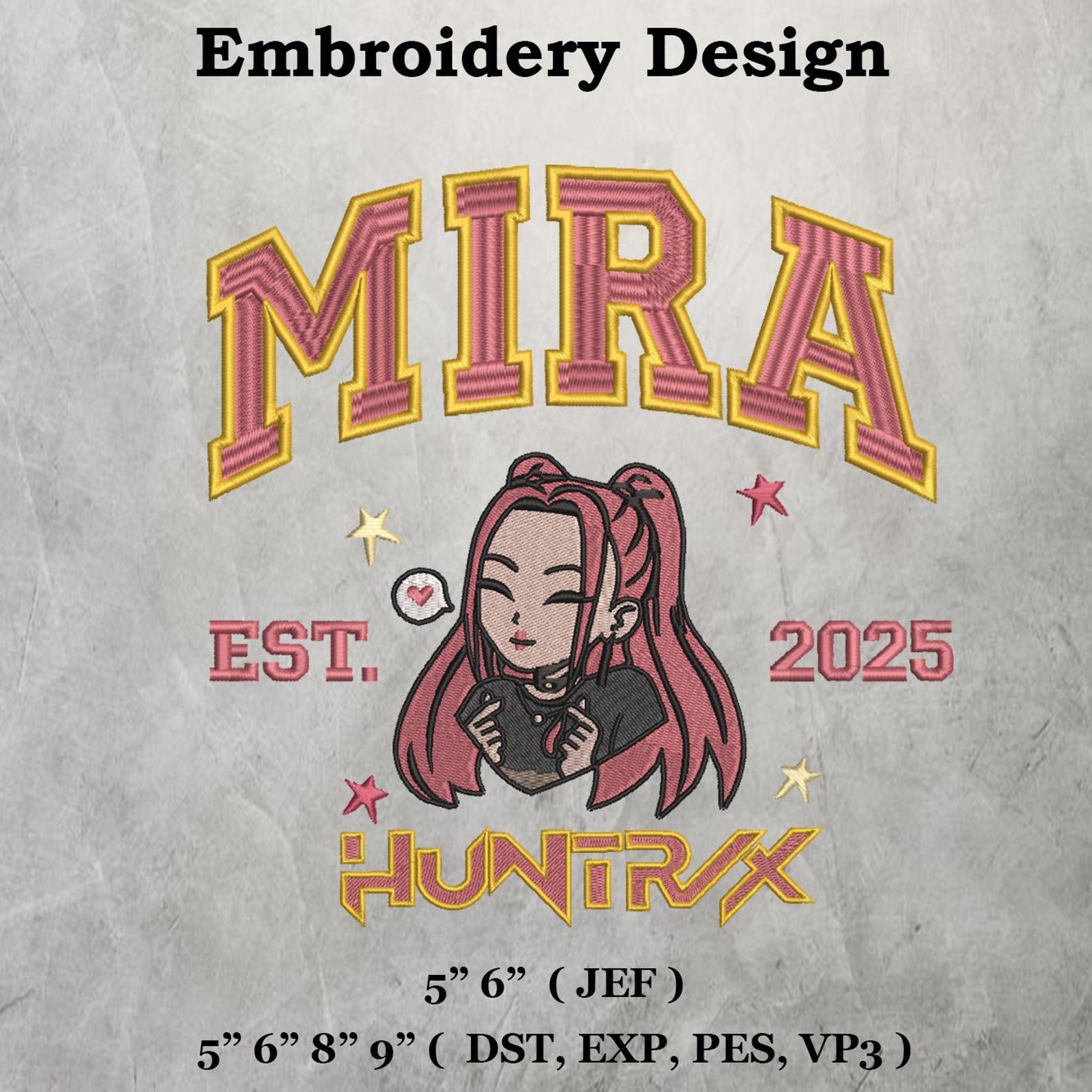 Mira Embroidery Design, Huntrix Girls Embroidery, Kpop Demon Hunters ...