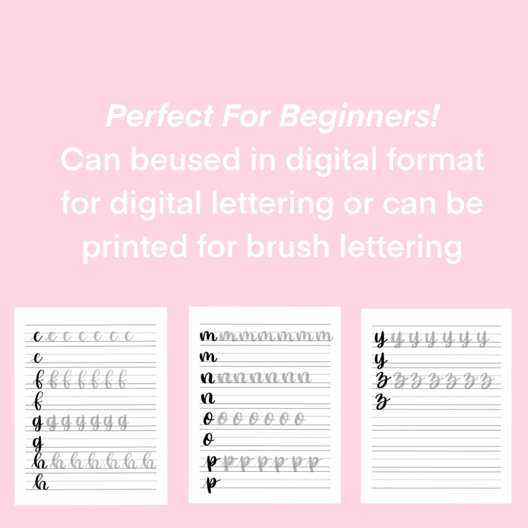 LOWERCASE Hand Lettering Practice Worksheets | PERFECT for BEGINNERS - Etsy
