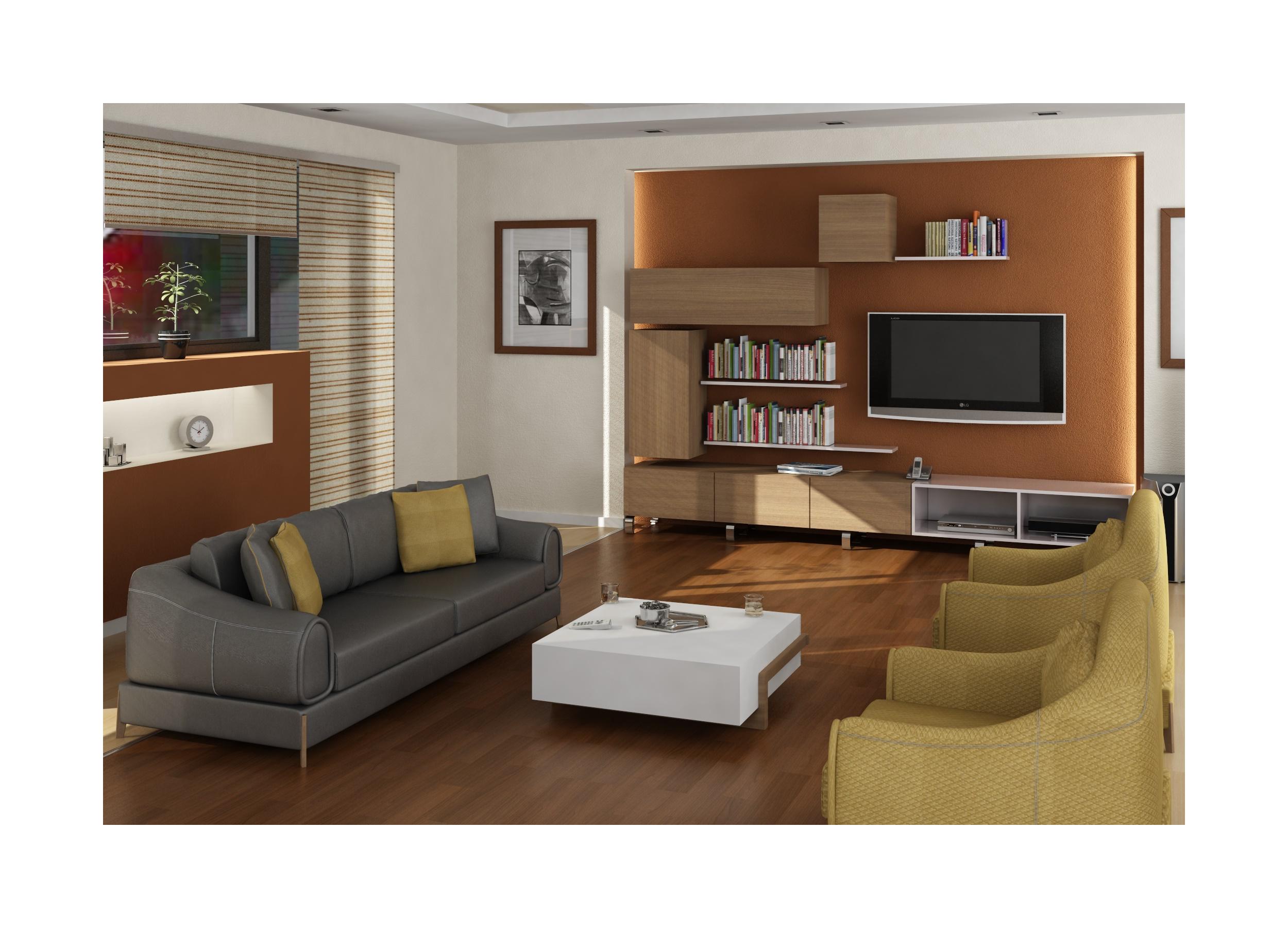 Furniture, Living Room, 3d Max, Tv Unit, Wood, New, Modern, Armchair, Tv Decoration, Home ,vray ...