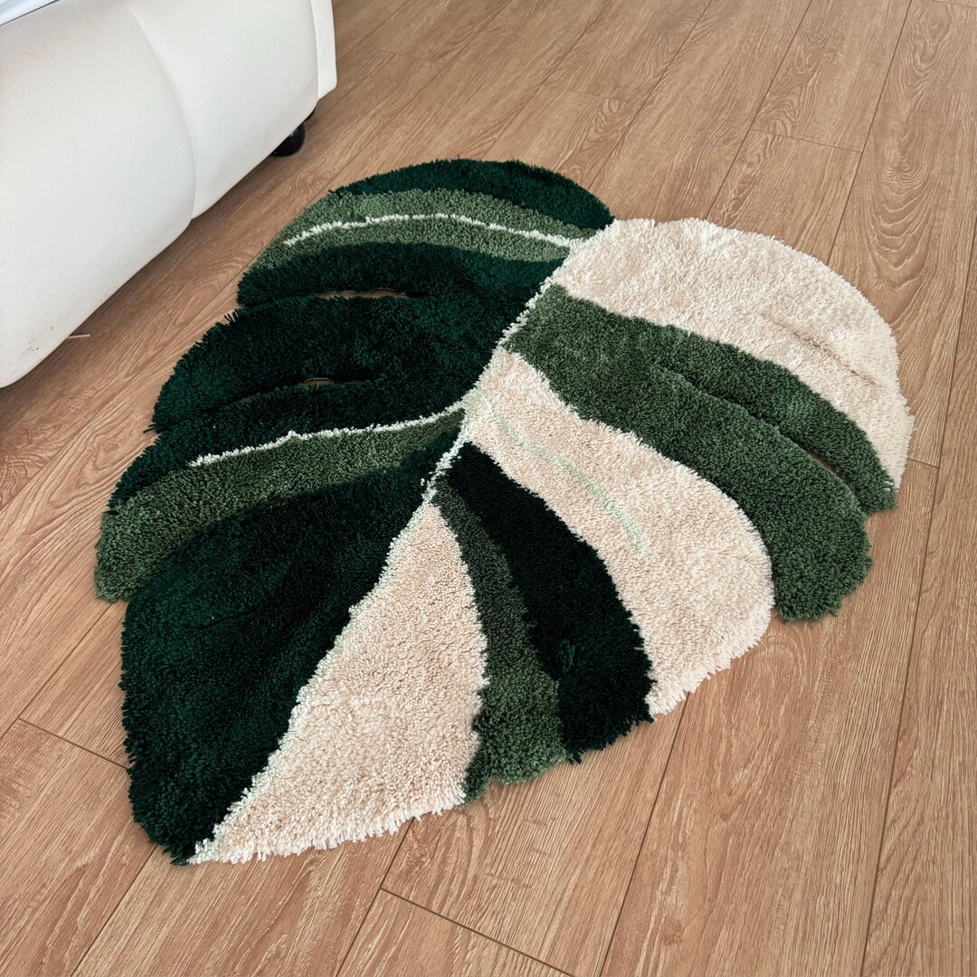 Monstera Leaf Rug Carpet/ Tufted Rug Home Decor Bedroom Living Room ...