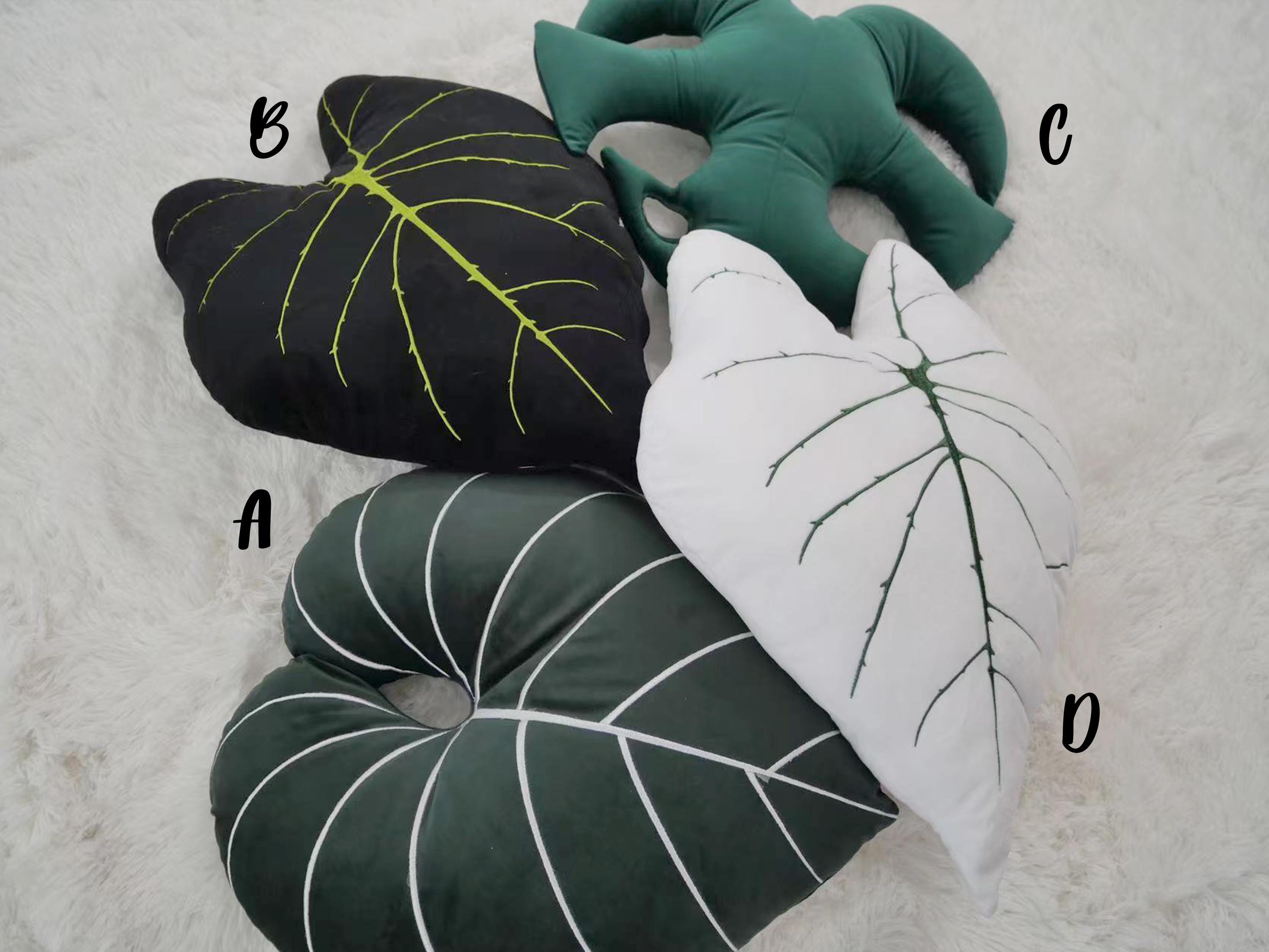 Leaves Monstera Tropical Plants Plush Cushion/ Green Leaf Gift for Him ...
