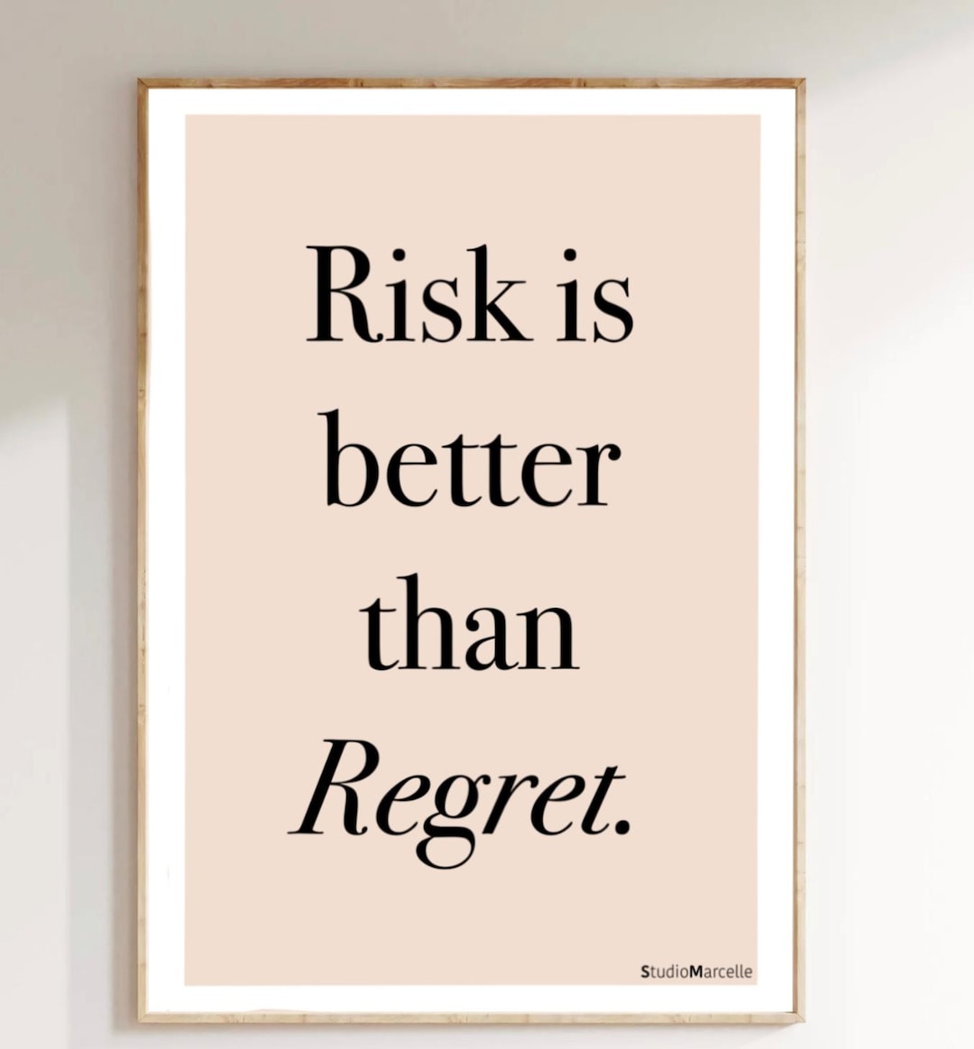 Risk Poster, Wall Decoration, Print - Risk is Better Than Regret. - Etsy
