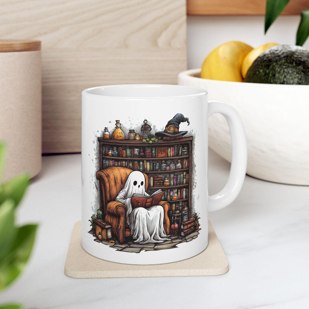 Ghost Coffee Mug Ghost Reading Mug, Book Lover Mug, Reading Coffee Cup ...