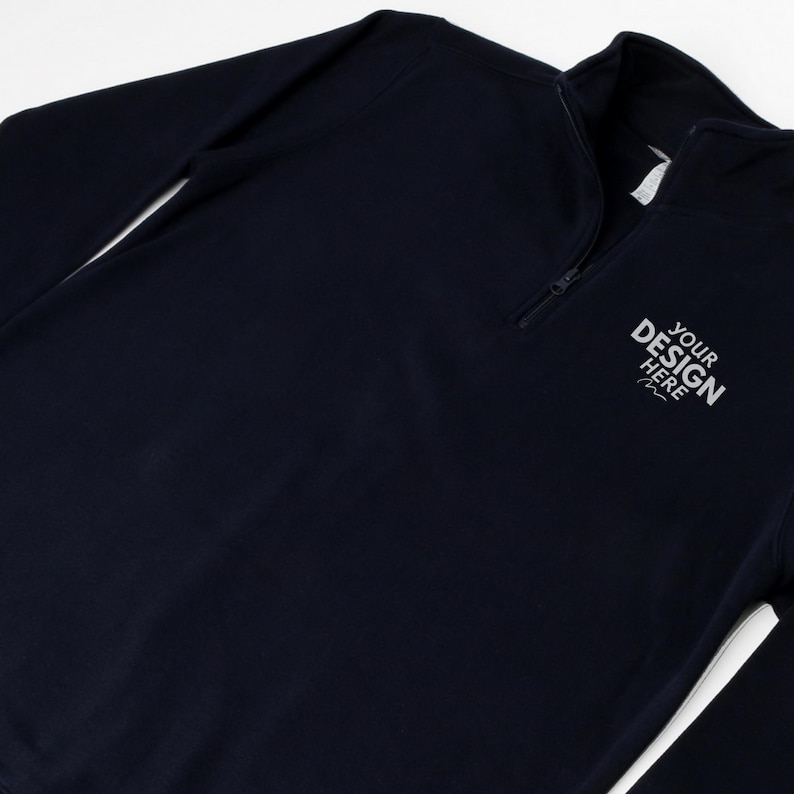 Custom Embroidered Quarter Zip Fleece Pullover: Monogram Text Logo - Etsy