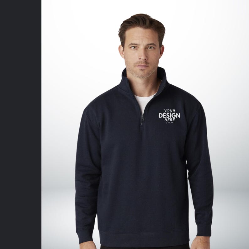 Custom Embroidered Quarter Zip Fleece Pullover: Monogram Text Logo - Etsy