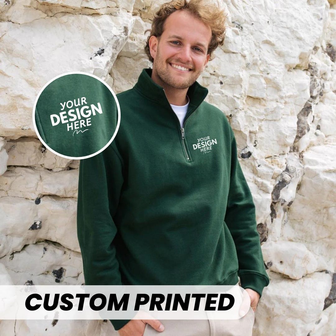Customized Unisex Quarter Zip Pullover, Personalized Quarter Zip ...
