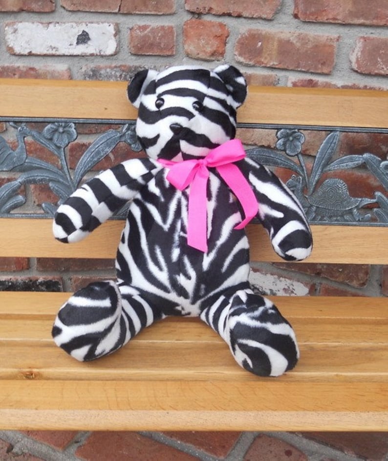 Teddy Bear Made From Plushy Zebra Fabric Black White Zebra - Etsy UK