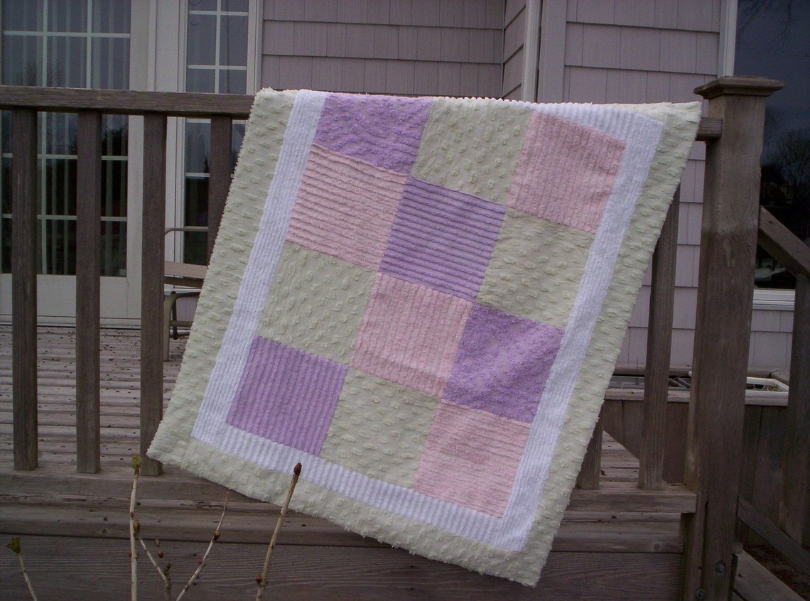 Chenille Quilt Pastel Pink Mint Green and Lavender Soft Warm - Etsy Chenille Quilt Pastel Pink Mint Green and Lavender Soft Warm - Etsy