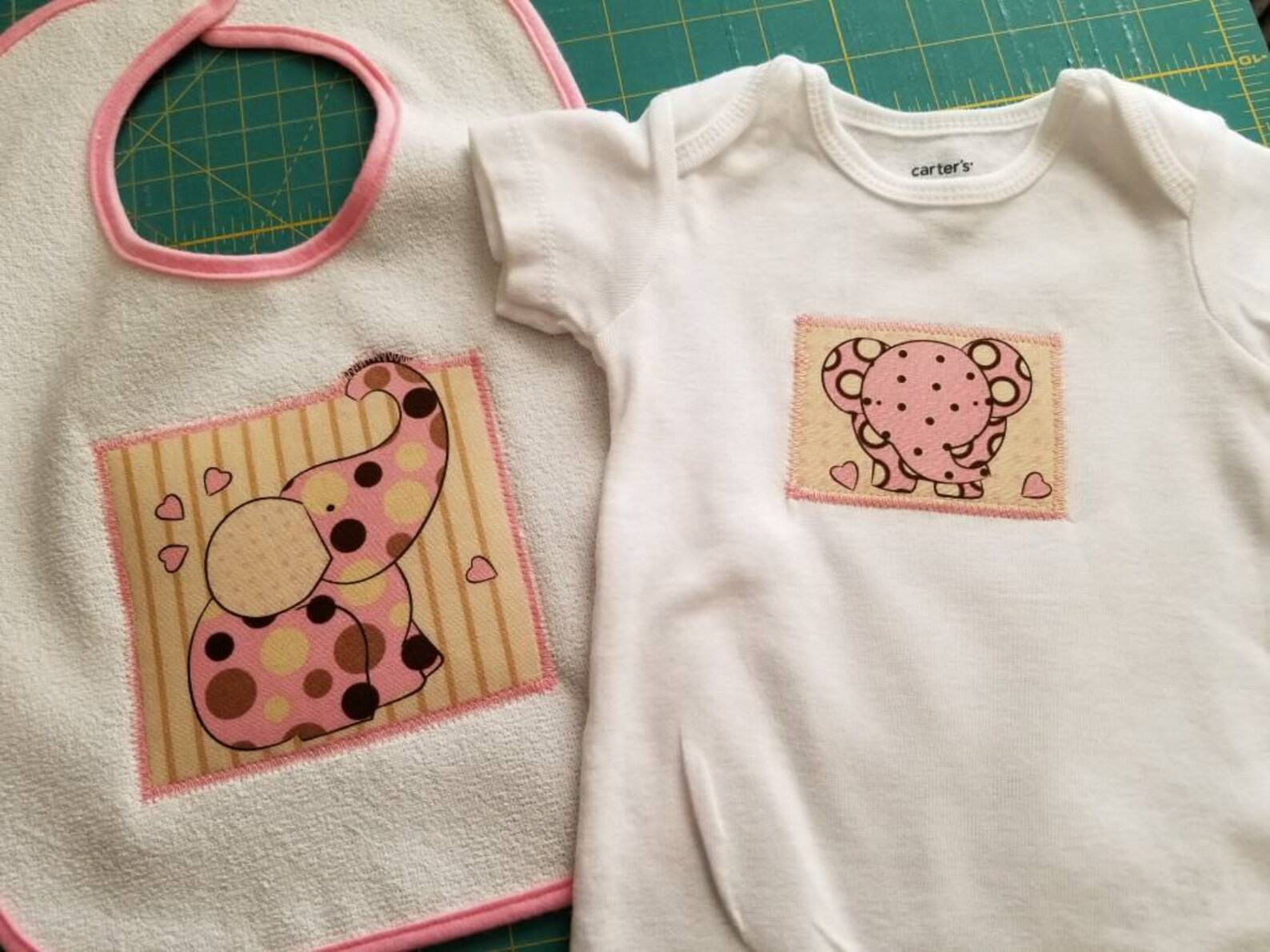 Pink Elephant Gift Set for a Baby Girl Onesie and Bib Pink - Etsy