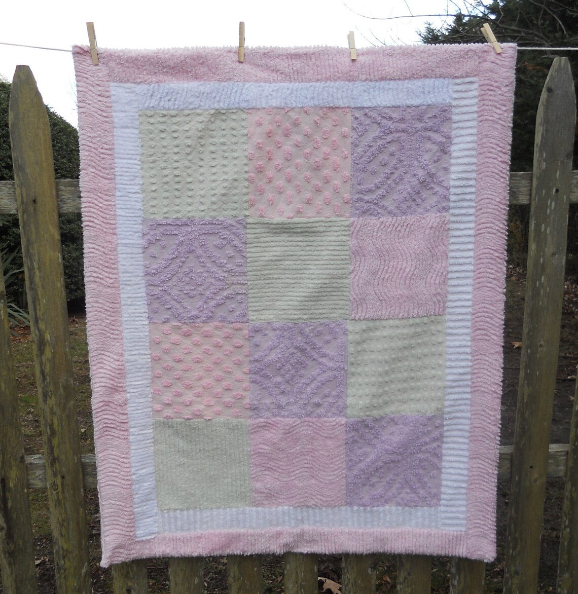 Chenille Quilt Pastel Pink Mint Green and Lavender Soft Warm - Etsy Chenille Quilt Pastel Pink Mint Green and Lavender Soft Warm - Etsy