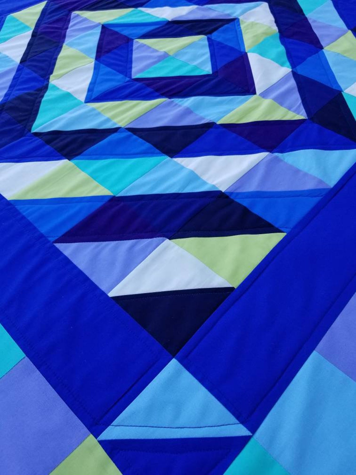 Blue Square Geometric Quilt in Solid Blues Throw Quilt Lap - Etsy