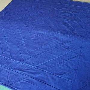 Blue Square Geometric Quilt in Solid Blues Throw Quilt, Lap Blanket ...