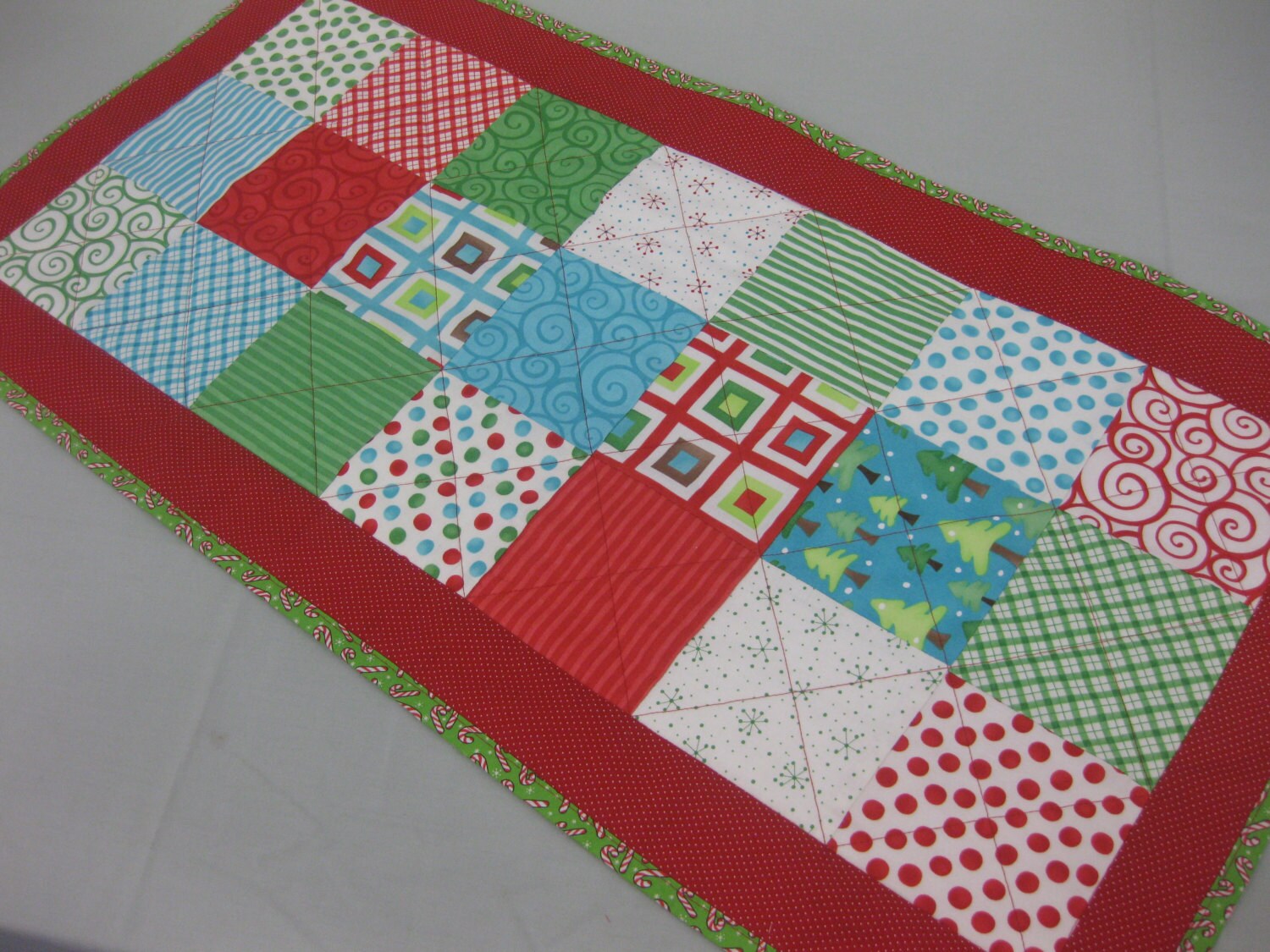 ON SALE: Holiday Table Runner Candy Cane Tree Snowflake Red Green Blue ...