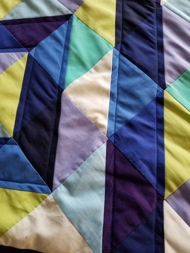 Blue Square Geometric Quilt in Solid Blues Throw Quilt Lap - Etsy