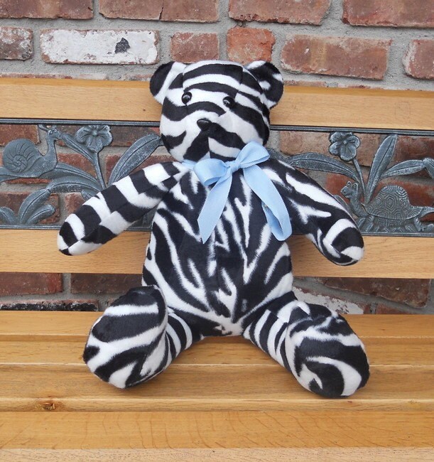 Teddy Bear Made From Plushy Zebra Fabric Black White Zebra - Etsy UK