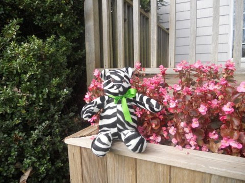 Teddy Bear Made From Plushy Zebra Fabric Black White Zebra Stripe ...