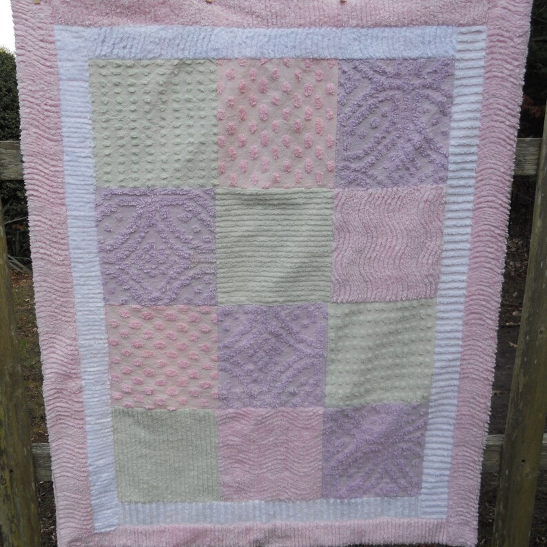 Chenille Quilt Pastel Pink Mint Green and Lavender Soft Warm - Etsy Chenille Quilt Pastel Pink Mint Green and Lavender Soft Warm - Etsy