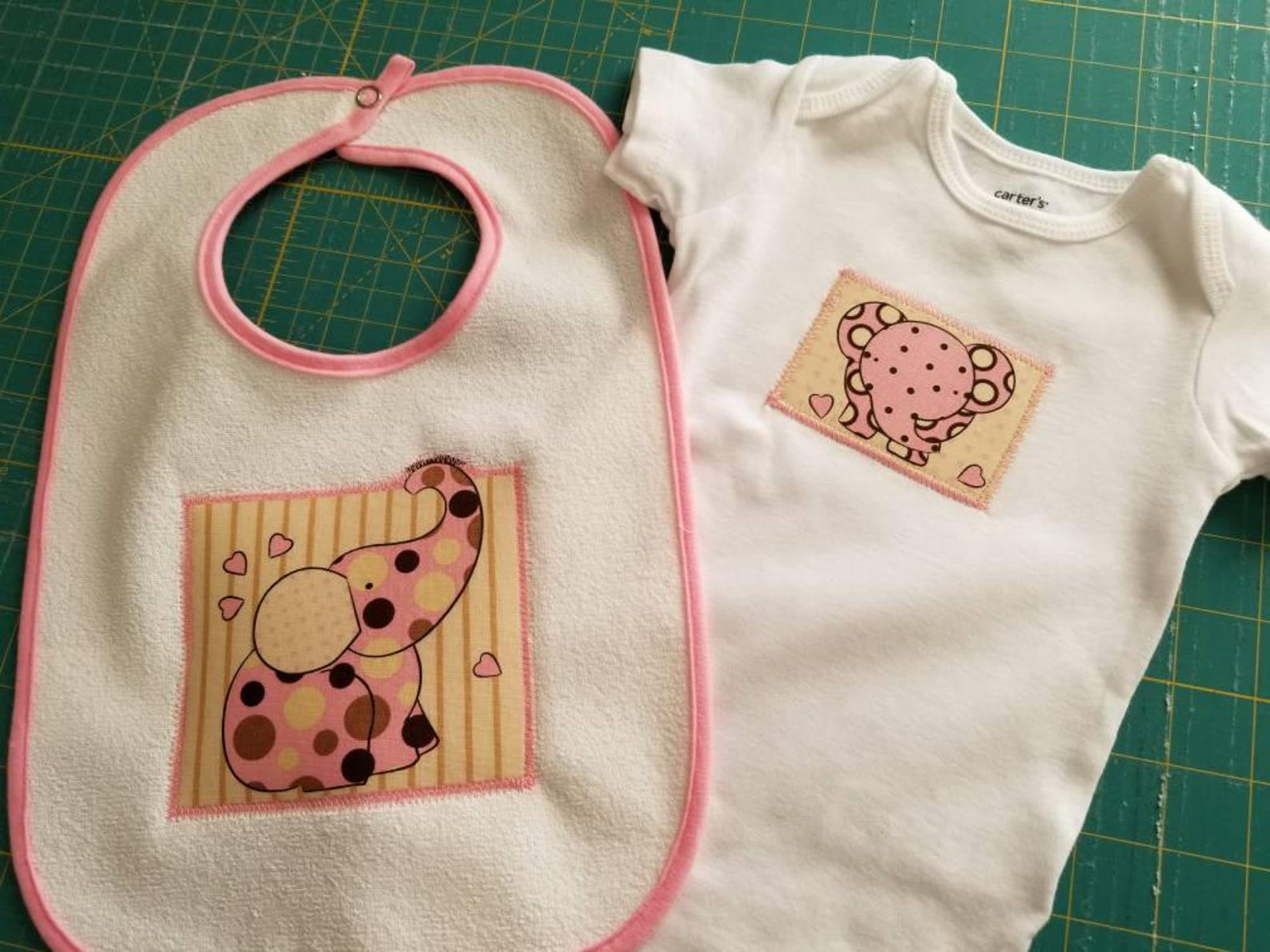 Pink Elephant Gift Set for a Baby Girl Onesie and Bib Pink | Etsy