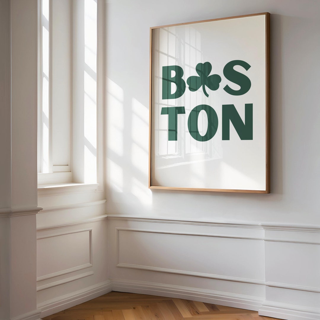Boston Celtics Clover Print - Massachusetts Typography Art Digital ...