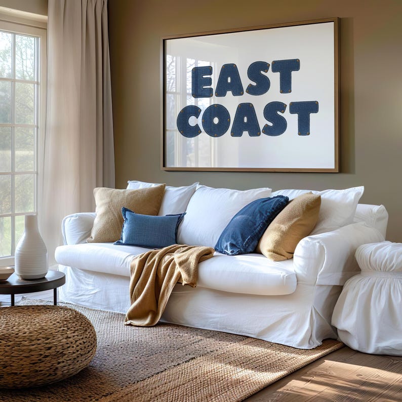 Denim East Coast Wall Art - Seaside Coastal Print Digital Download - Etsy