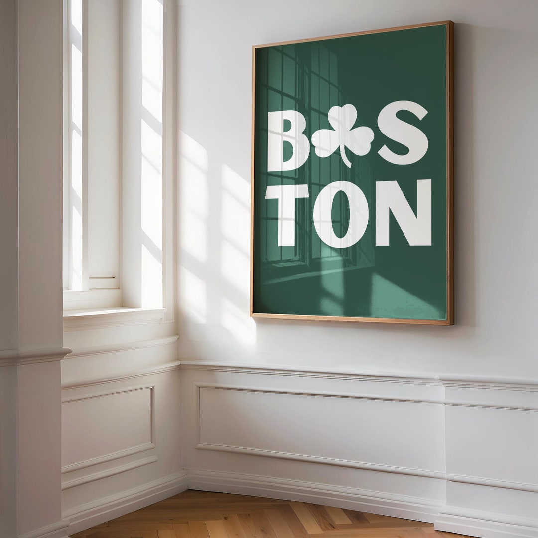 Boston Celtics Clover Typography Print - Massachusetts Sports Digital ...