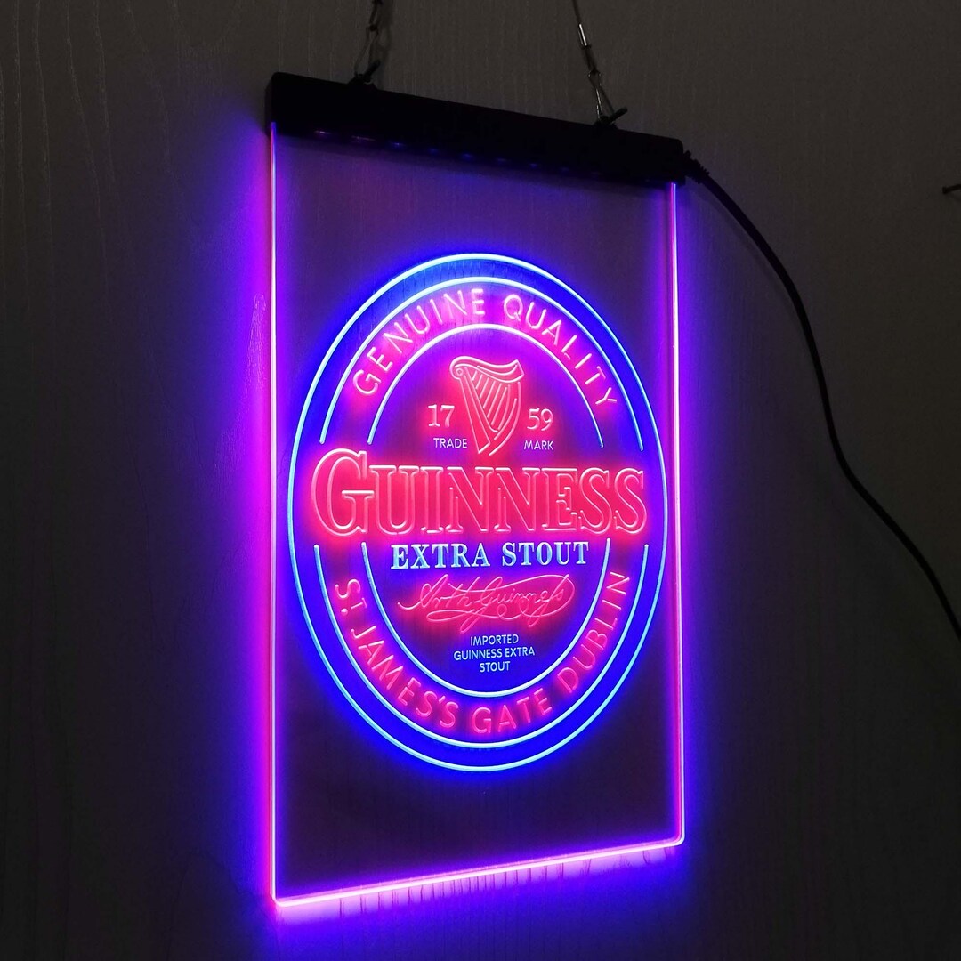 Guinness Bar Wall Light Sign, Sports Bar Decor, Personalized Home Bar ...