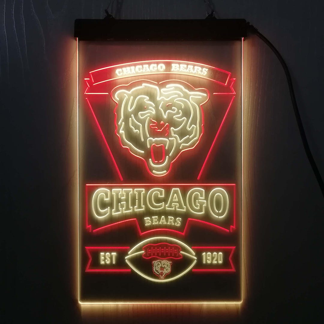 Chicago Bears Bar Wall Light Sign, Sports Bar Decor, Personalized Home ...