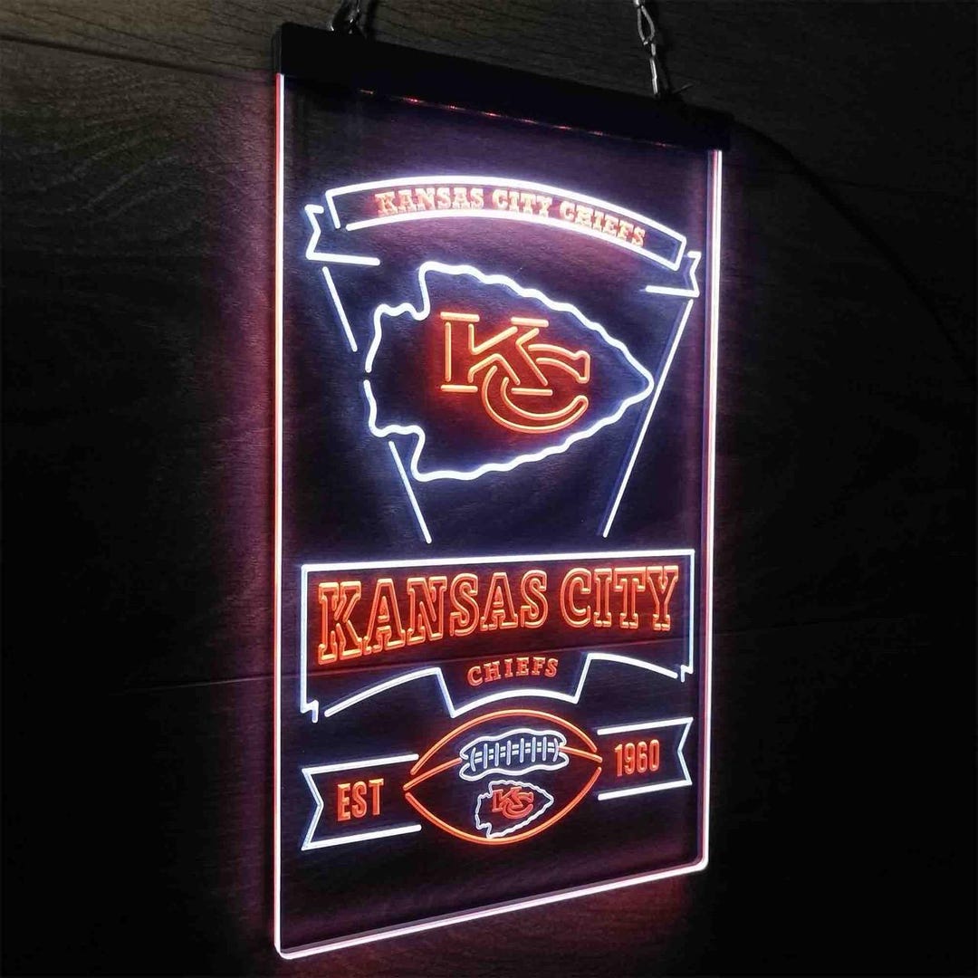 Kansas City Chiefs Bar Wall Light Sign, Sports Bar Decor, Personalized ...