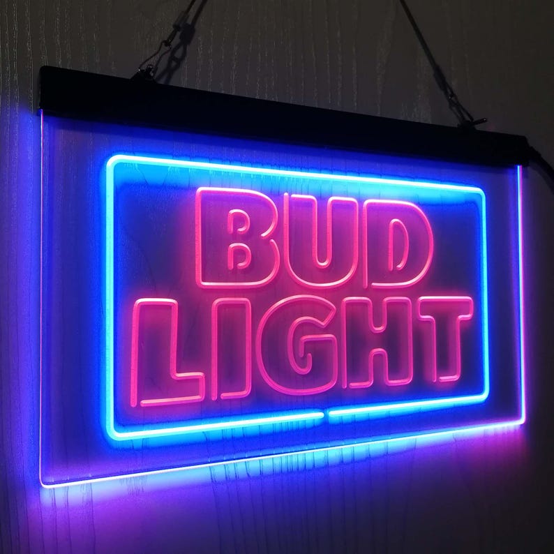 Bud Light Bar Wall Light Sign, Sports Bar Decor, Personalized Home Bar ...