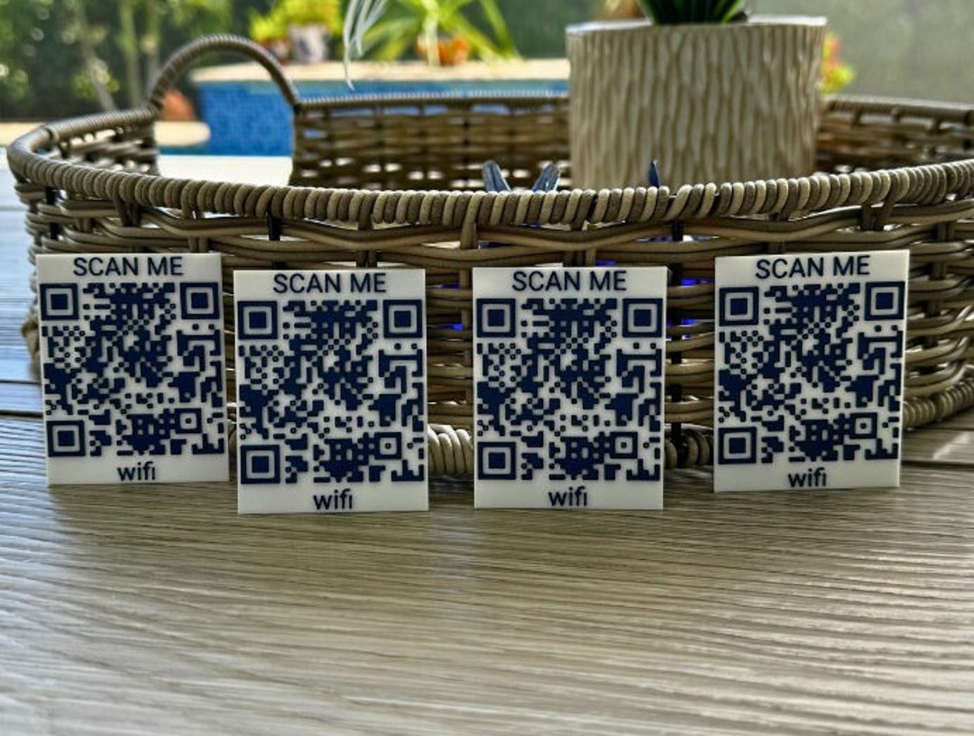 3D Printed Custom QR Code Wifi Sign - Stick on - Pack of 4 - Just Scan ...