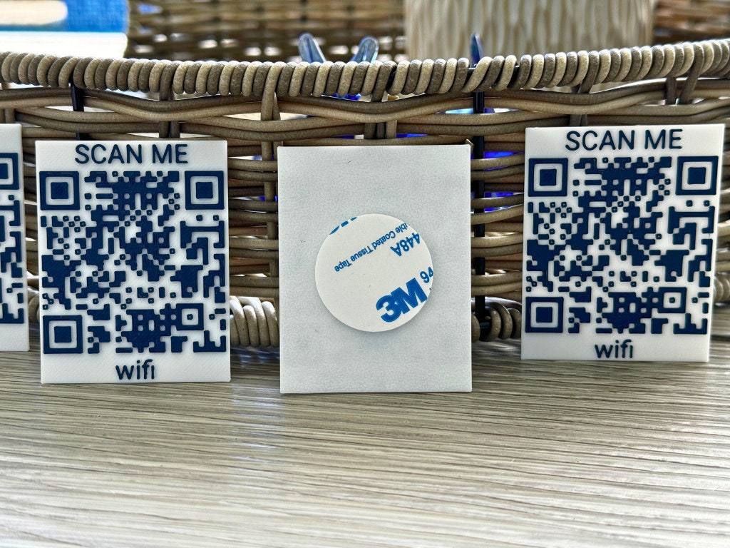 3D Printed Custom QR Code Wifi Sign - Stick on - Pack of 4 - Just Scan ...