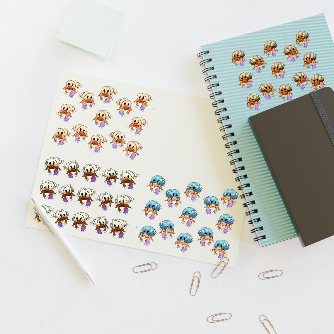 Hermit Crab Cartoon Clipart Stickers Sheet Transparent Cut - Etsy