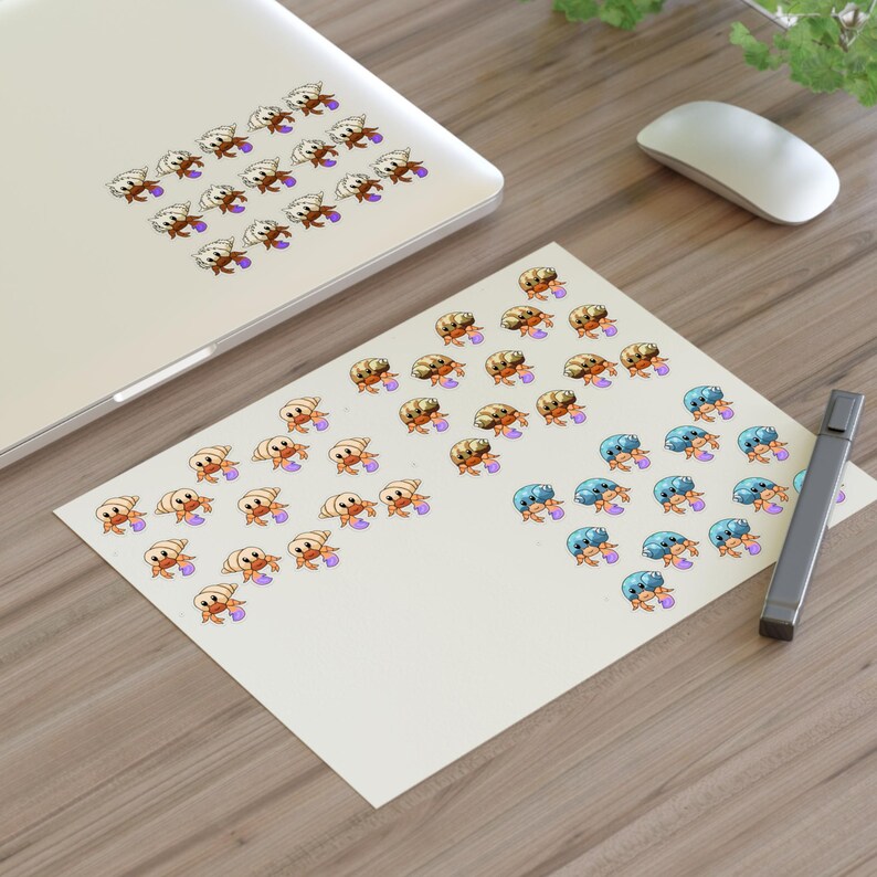 Hermit Crab Cartoon Clipart Stickers Sheet Transparent Cut - Etsy