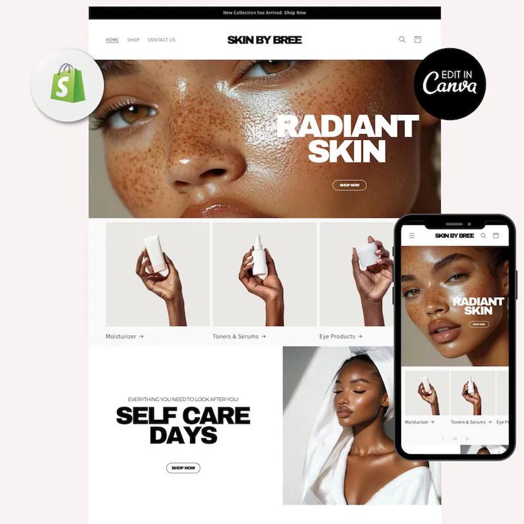Skin Care Website Design, Skincare Website Template, Branding Template ...