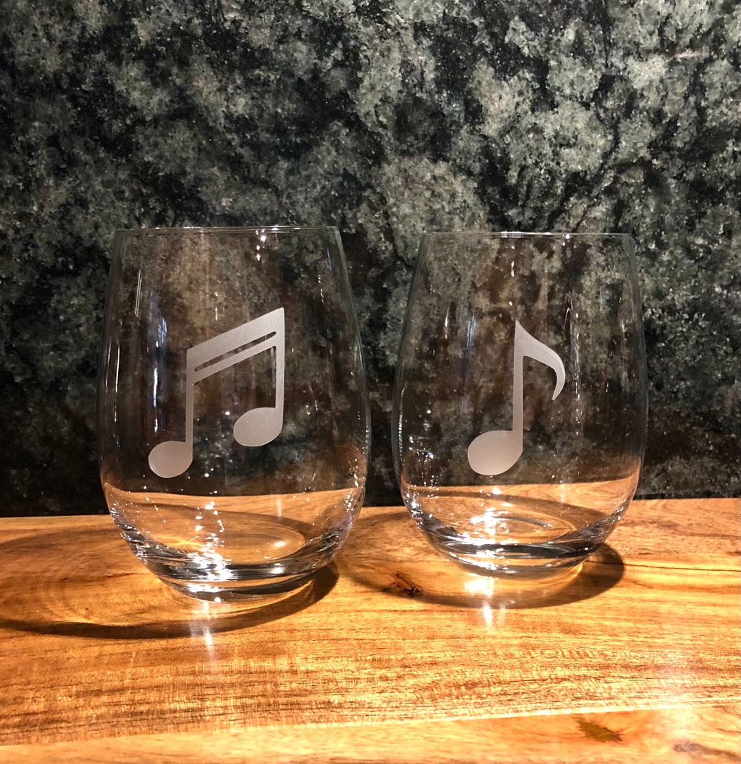 Free Shipping! Set of 4 Music Note Wine Glasses, Music Teacher Gift ...