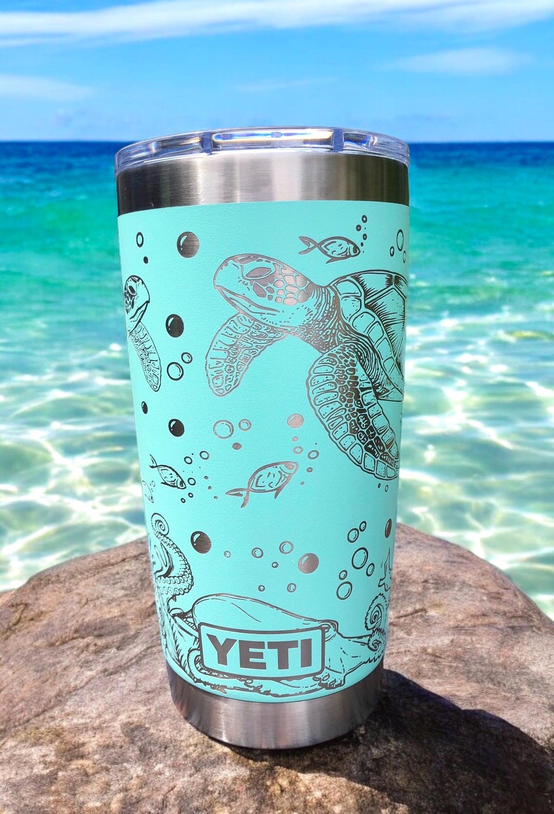 Sea Turtle Engraved YETI Tumbler,laser Engraved Sea Turtles,sea Turtle ...