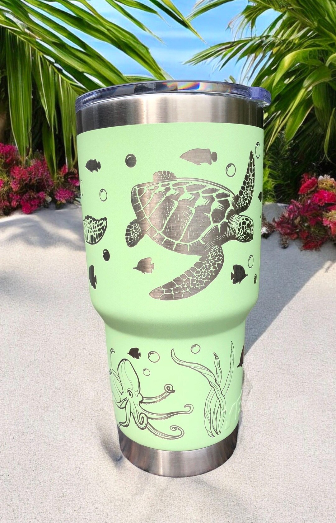 Sea Turtle Engraved YETI Tumbler,laser Engraved Sea Turtles,sea Turtle ...