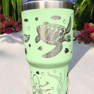 Sea Turtle Engraved YETI Tumbler,laser Engraved Sea Turtles,sea Turtle ...