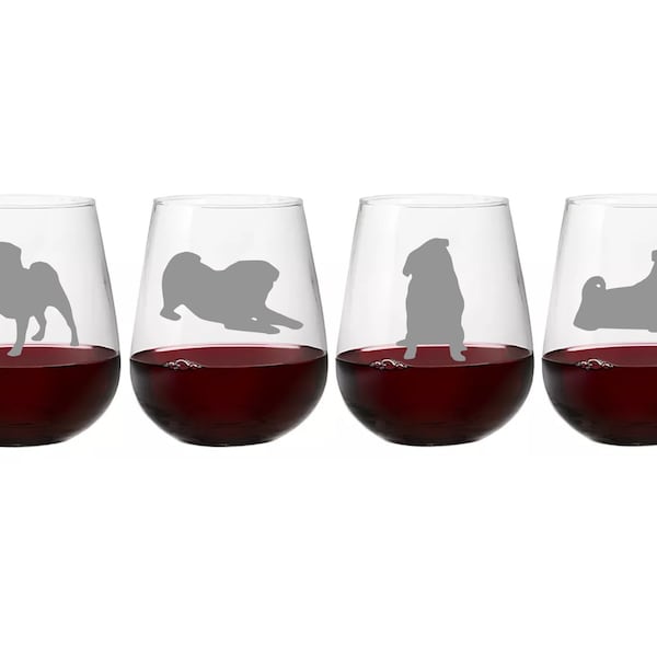 Pug Wine Glasses - Etsy
