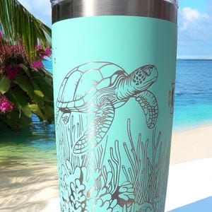 Sea Turtle Engraved YETI Tumbler,laser Engraved Sea Turtles,sea Turtle ...