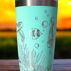 Sea Turtle Engraved YETI Tumbler,laser Engraved Sea Turtles,sea Turtle ...