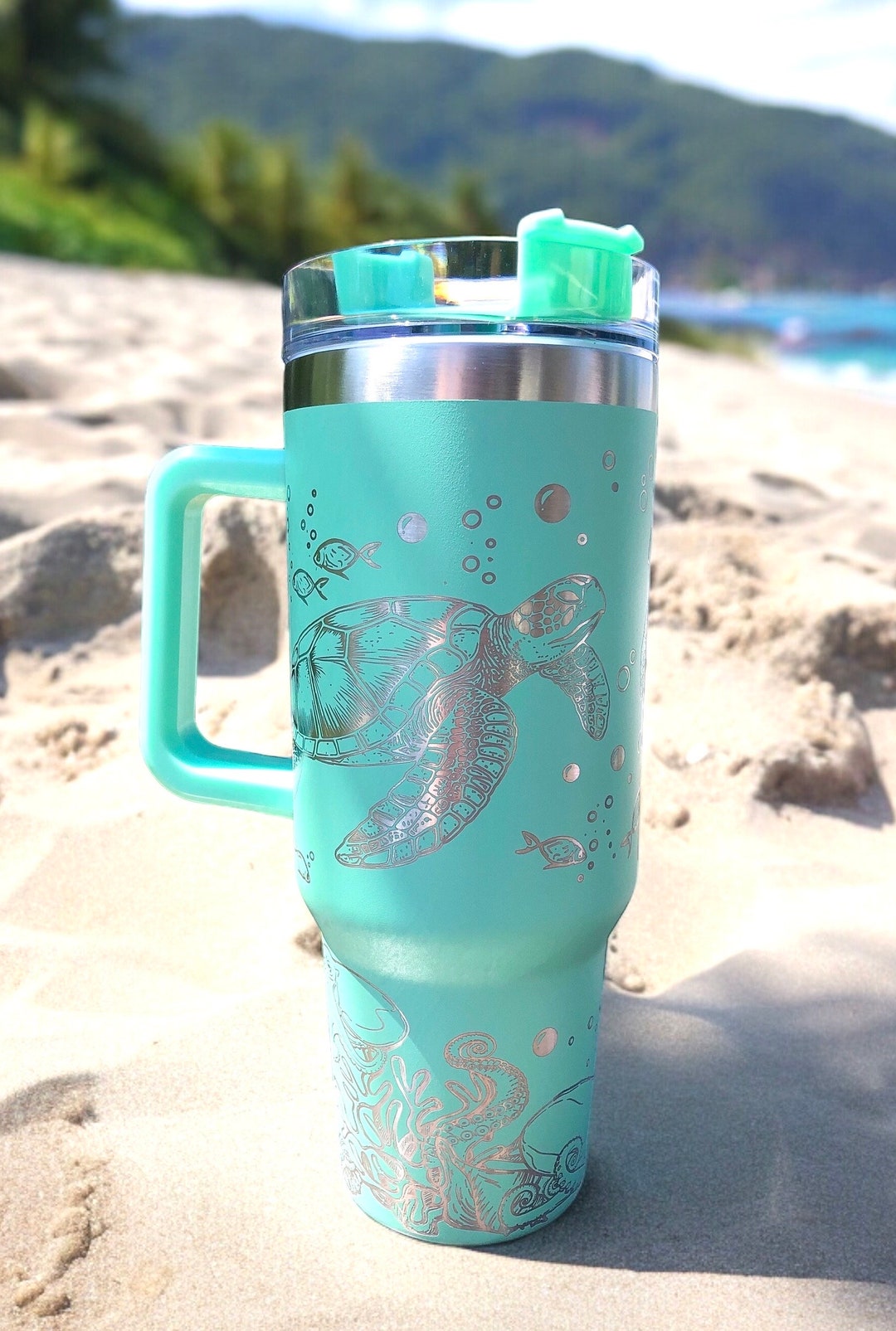 Ocean Scene Engrave Tumbler,laser Engraved Sea Turtle Tumbler,sea ...